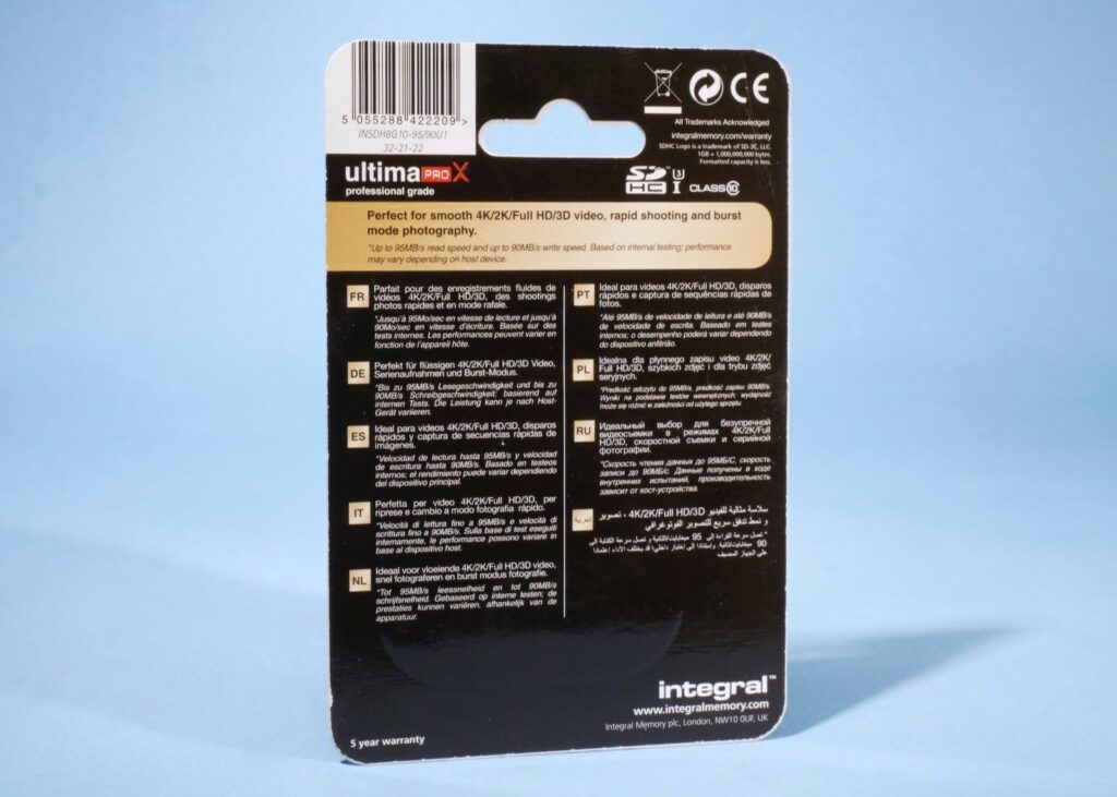 Integral Ultima Pro X 8GB SDHC Class 10 / UHS-I Memory Card 95 MB/s ...